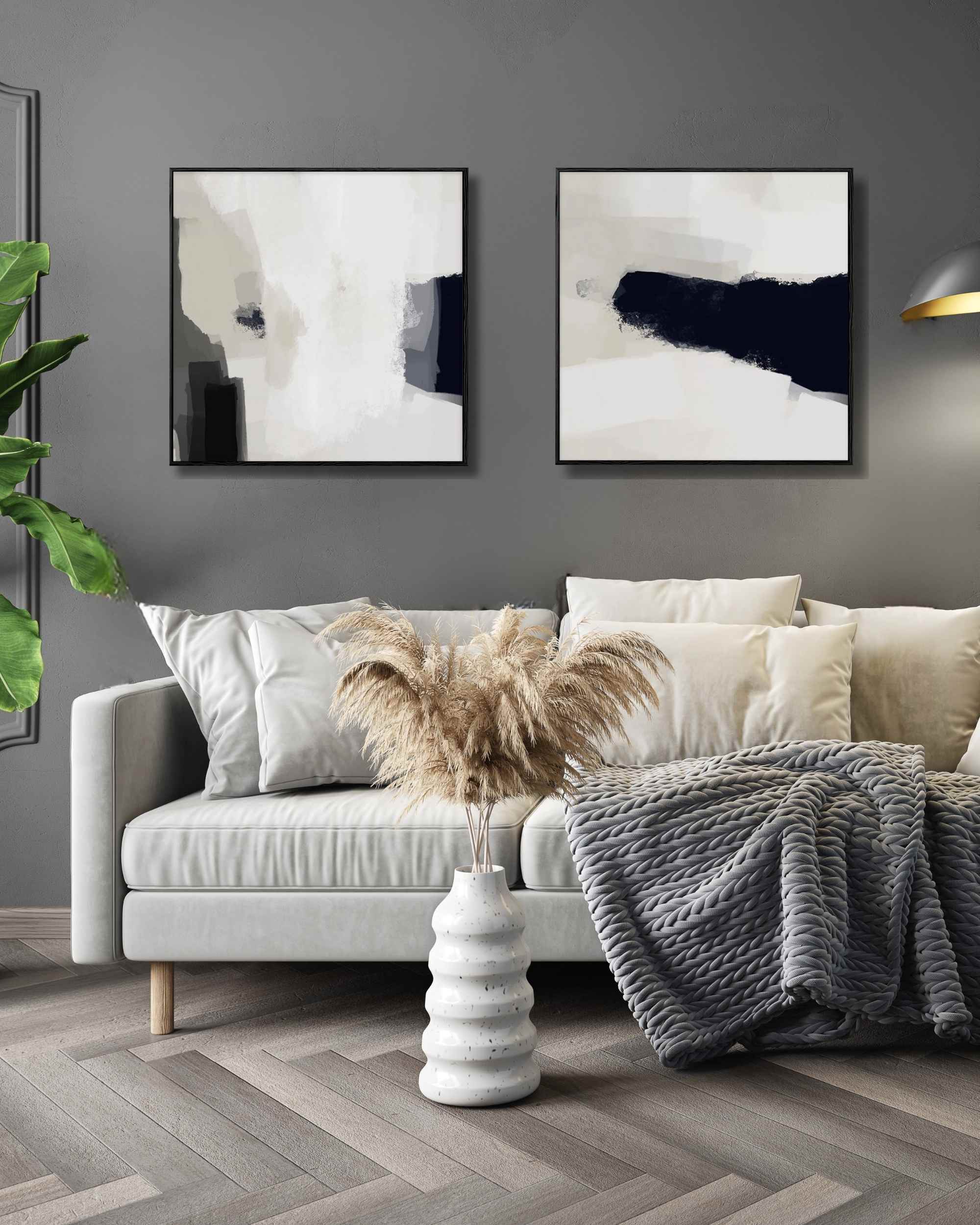 Mono Expressions Canvas Set Of 2 Large Art Print
