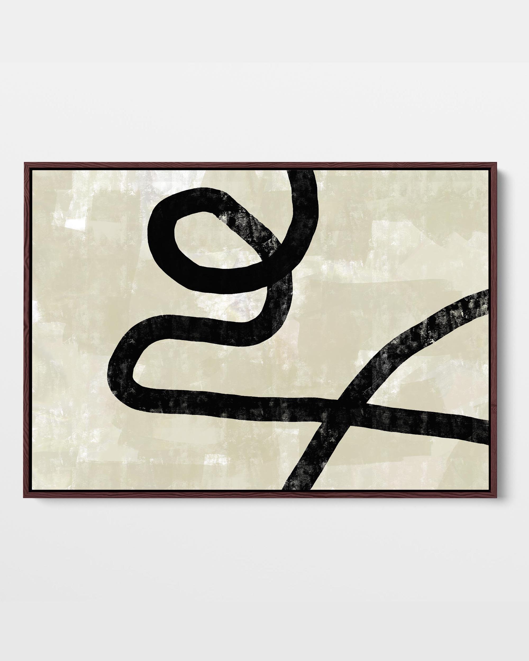 Neutral Curved Abstract Lines Framed Canvas Large Art Print