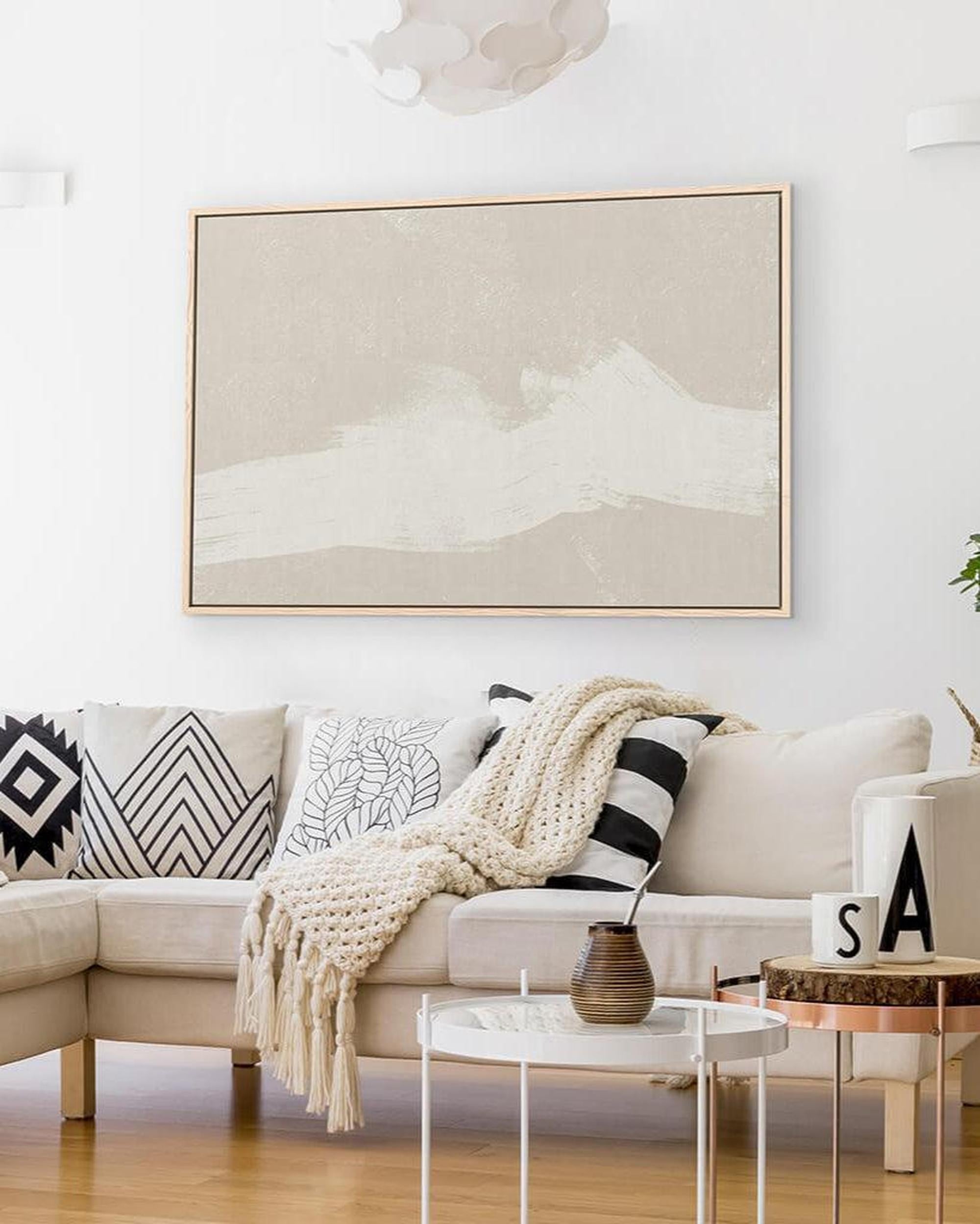 Neutral Abstract Sands Framed Canvas