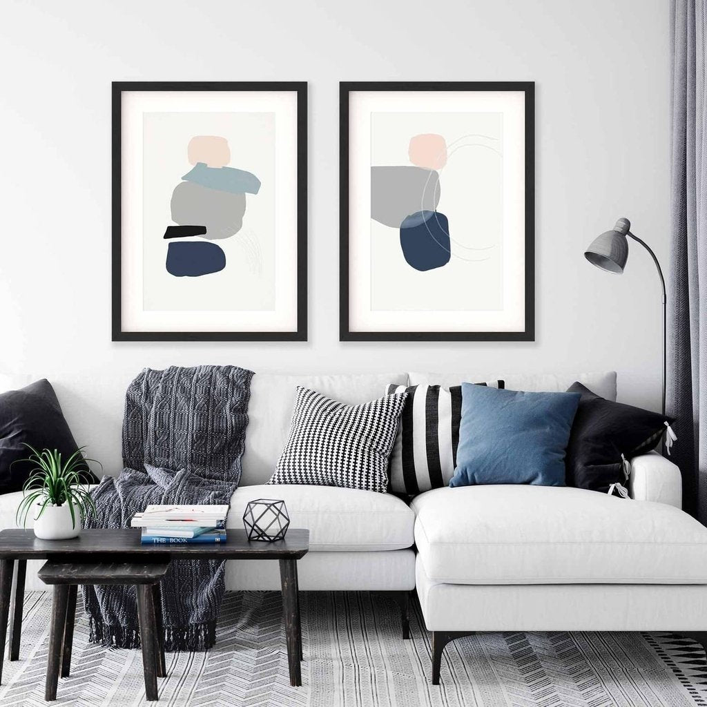 Classic Blue Shapes - Print Set Of 2