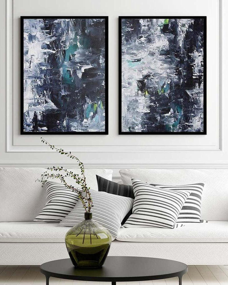 Grey Abstract Canvas Set Of 2 Large Art Print