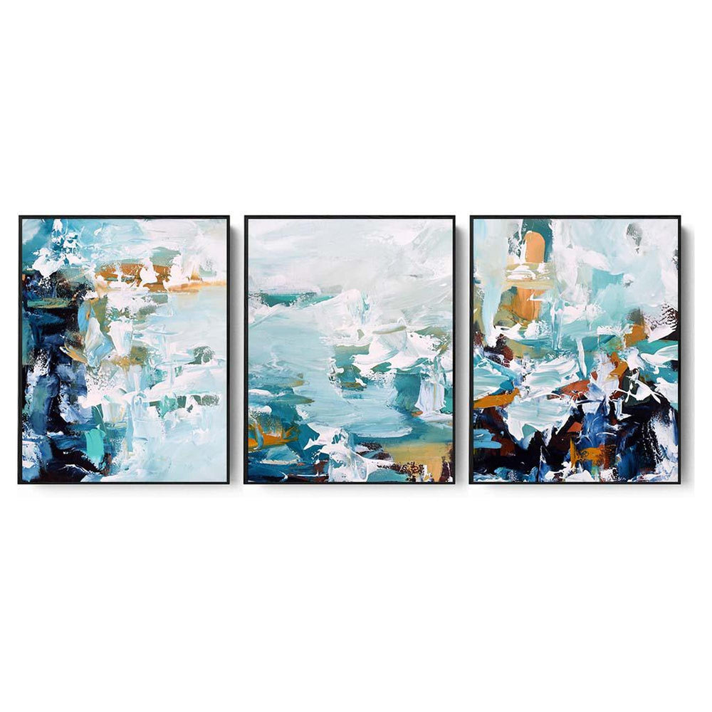 Painterly Strokes Abstract Canvas Set Of 3 Large Art Print