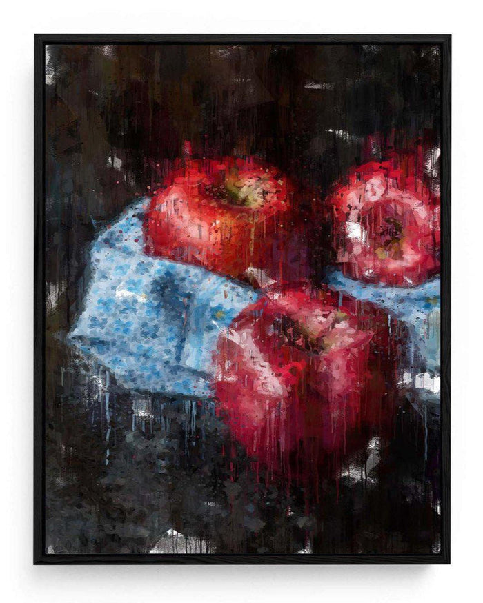 Red Apples Still Life Painting Framed Canvas Large Art Print